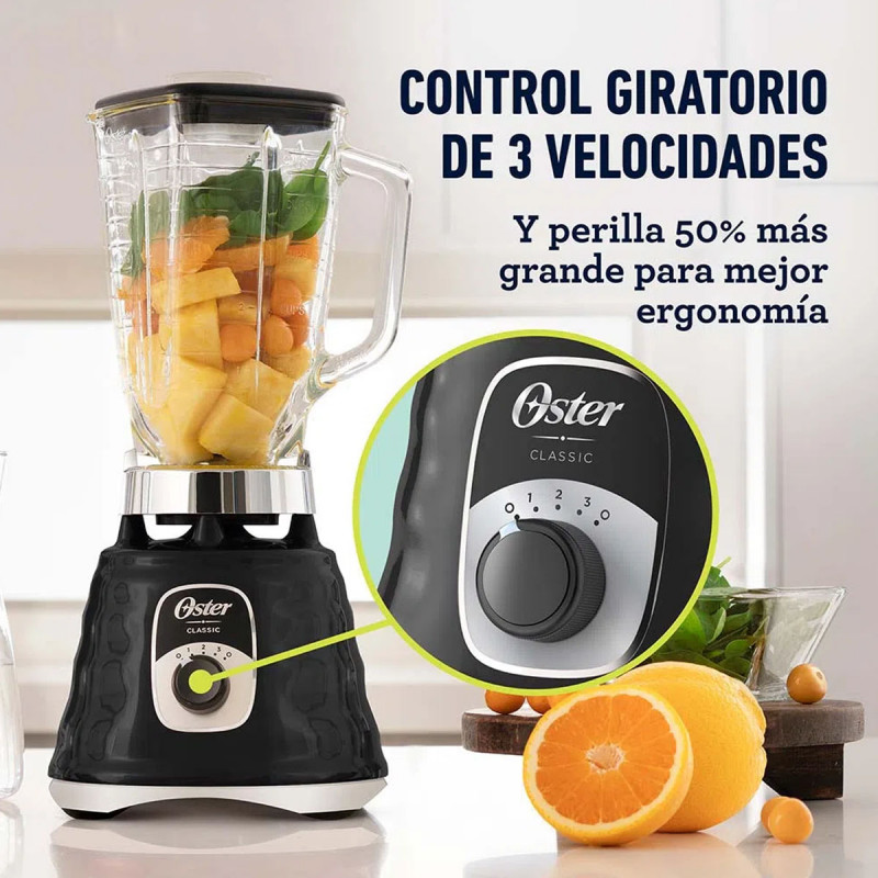 Licuadora Oster OSBLST4655B Clásica Acople Metálico Pica Hielo Negro 1.25 L