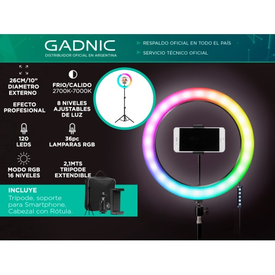 Aro Iluminador Led Rgb Gadnic 26cm 10