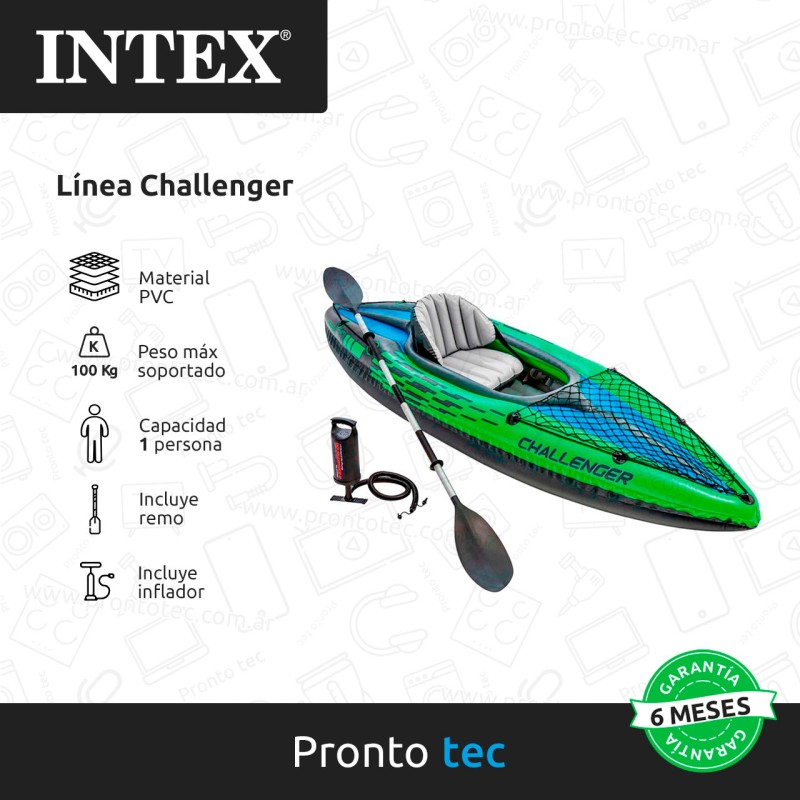 Kayak Inflable Intex Challenger K1 274x76x38cm 17788/9