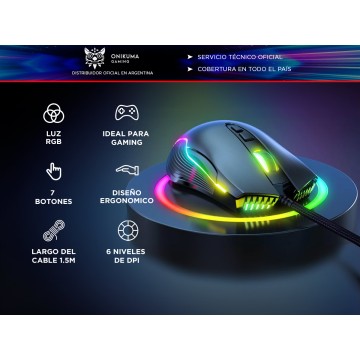 Mouse Gamer Onikuma CW905 Negro DPI 6400 con Luz RGB - ONIKUMA