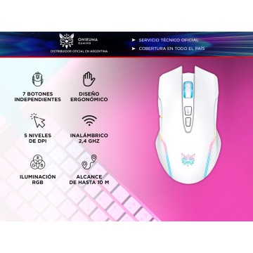 Mouse Blanco Inalámbrico Gamer Onikuma CW905 con Luz RGB - ONIKUMA