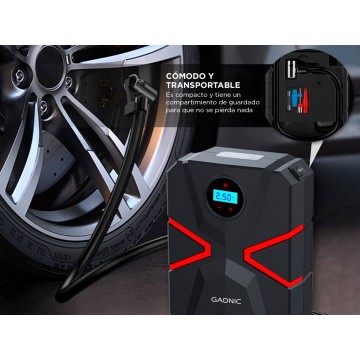 Inflador Portátil Gadnic Luz LED Ideal Autos - GADNIC