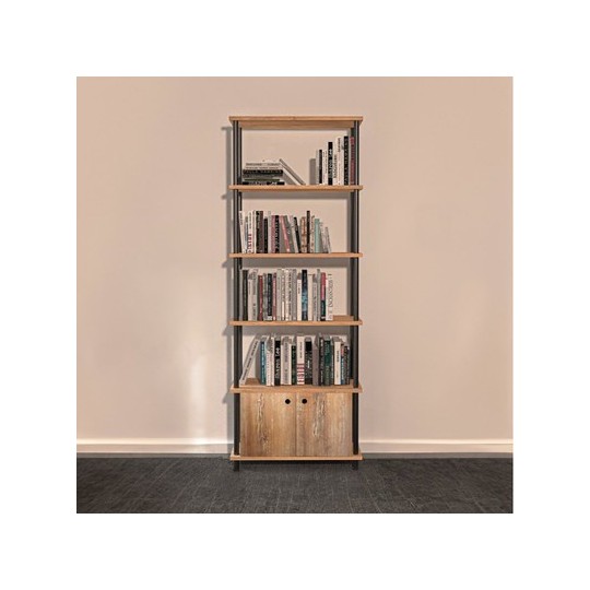 BIBLIOTECA 182CM + MÓDULO. 68 x 30 x 182 cm. Color ROBLE ATAKAMA