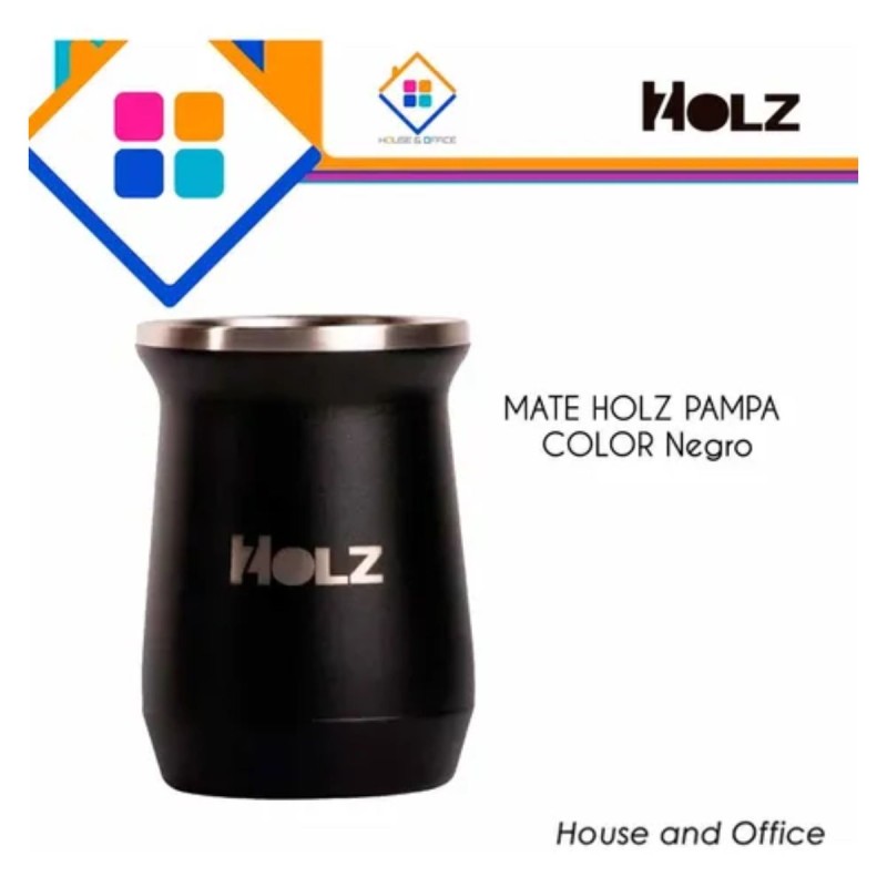 Mate Holz Modelo Pampa Color Negro 14 X 8 X 8 Cm