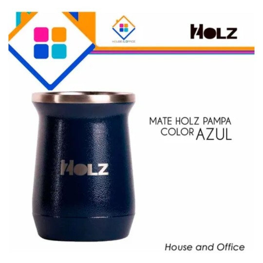 Mate Holz Modelo Pampa Color Azul 14 X 8 X 8 Cm - HOLZ