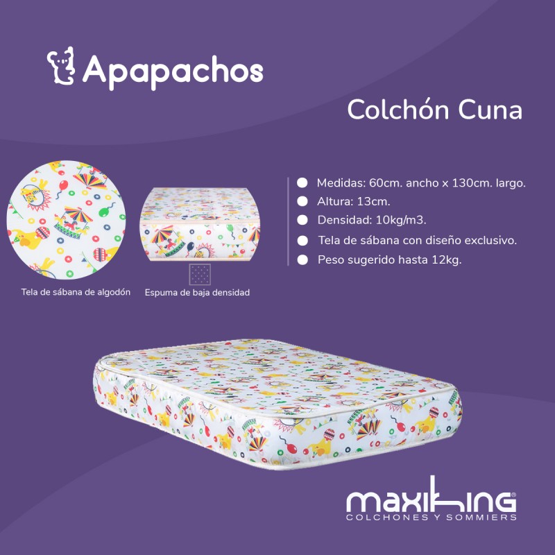 Colchon de Cuna Maxiking 60x130x13cm de Espuma con Almohada de Regalo ...