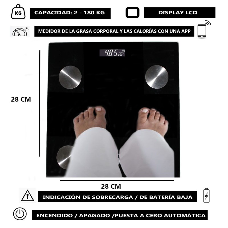 Balanza Corporal Inteligente Medidor Grasa Calorias App - Tienda Galicia