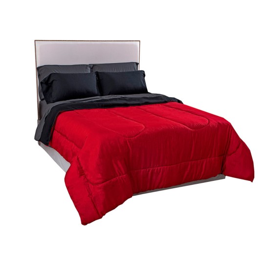 Acolchado Blanco París Basic Liso 2 ½ Plaza Rojo Negro