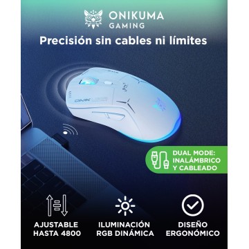 Mouse Gamer Onikuma CW917 Luces RGB (Blanco) - Tienda Galicia