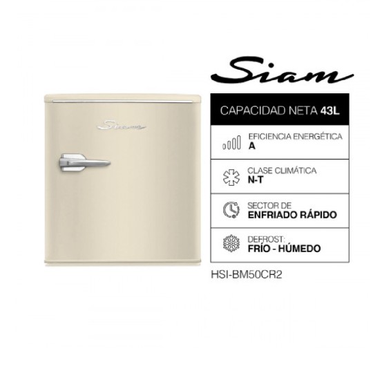 Heladera Siam Bajo Mesada Retro 43 Lts Crema HSI-BM50CR2 - SIAM
