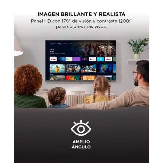 Smart TV Gadnic 32” HD Panel IPS Android TV Pulgadas Bluetooth WiFi ...