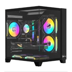 GABINETE GAMER FORMULA V LINE CRYSTAL Z9M FLOE BLACK (MATX 5 FANS ARGB ...