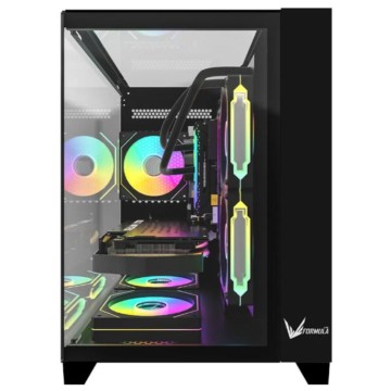 GABINETE GAMER FORMULA V LINE CRYSTAL Z9M FLOE BLACK (MATX 5 FANS ARGB ...