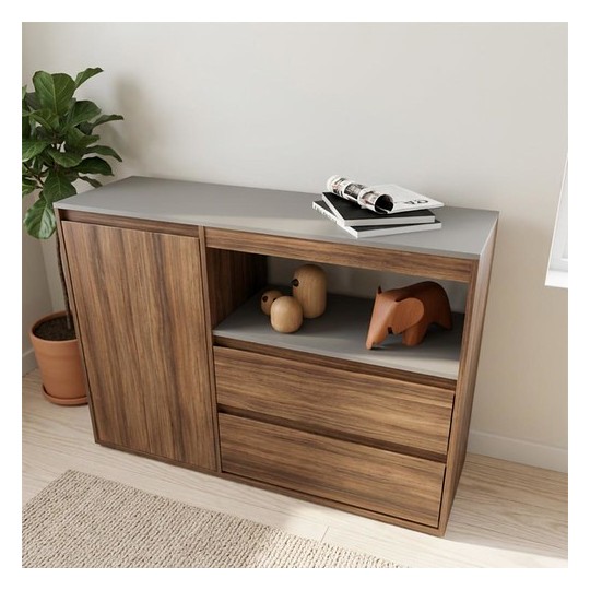 Vajillero Chico Borgia DS Home Gris Nogal 110x89x36 cm - Tienda Galicia
