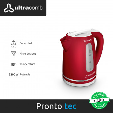 Pava eléctrica Ultracomb 1,7 Lt 2200 W Corte mate PE-4909 - ULTRACOMB