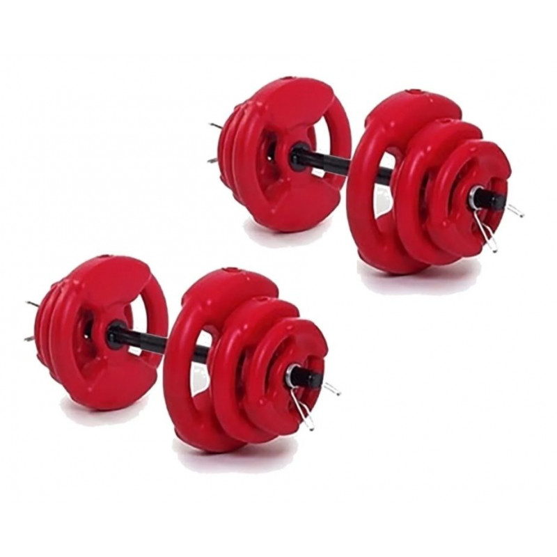 Set Mancuernas con topes + 34 Kg en Discos con Manija - Tienda Galicia