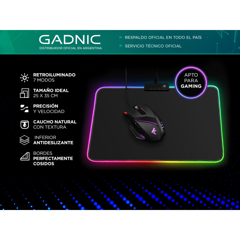 Mousepad Gamer Gadnic GG33 Speed Edition 350 x 250 x 5 mm 7 modos Rgb